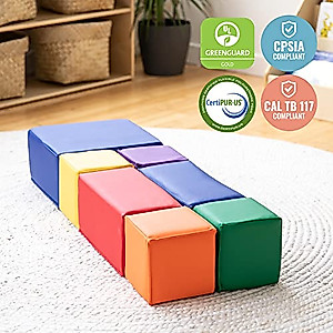 ECR4Kids SoftZone Big Foam Building Blocks, Soft Playset, Assorted, 7-Piece