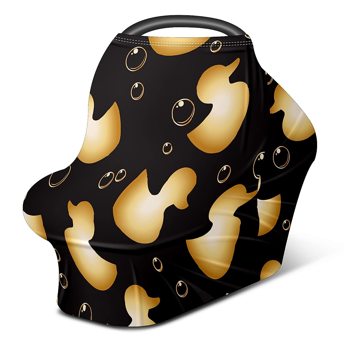 Baby Car Seat Stroller Covers Cute Gold Duck On Black Nursing Cover Breastfeeding Scarf Soft Breathable Stretchy Coverage Carseat Canopy Cover for Boys and Girls Multi Usefor Baby Shower