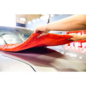 Maxshine 1000GSM Crazy Microfiber Drying Towel Series – Large Red 19.69 x 27.56 inches, Efficient Car Washing and Drying, Long Service Life