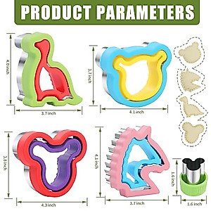 MUYIYAMEI Sandwich Cutter and Sealer set, 4 Bread Sandwich Sealer Pancake Maker DIY Children's Cookie Cutter Bento Box, Mouse head, Dinosaur, Bear head, Horse head, Cookie Cutter Mold.