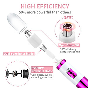 AREYZIN Nose Trimmer for Women Ladies Painless Ear and Nose Hair Trimmer for Men Eyebrow Facial Ear Hair Trimmer Nose Hair Clippers Professional, Waterproof, Dual-Edge Blade, Purple