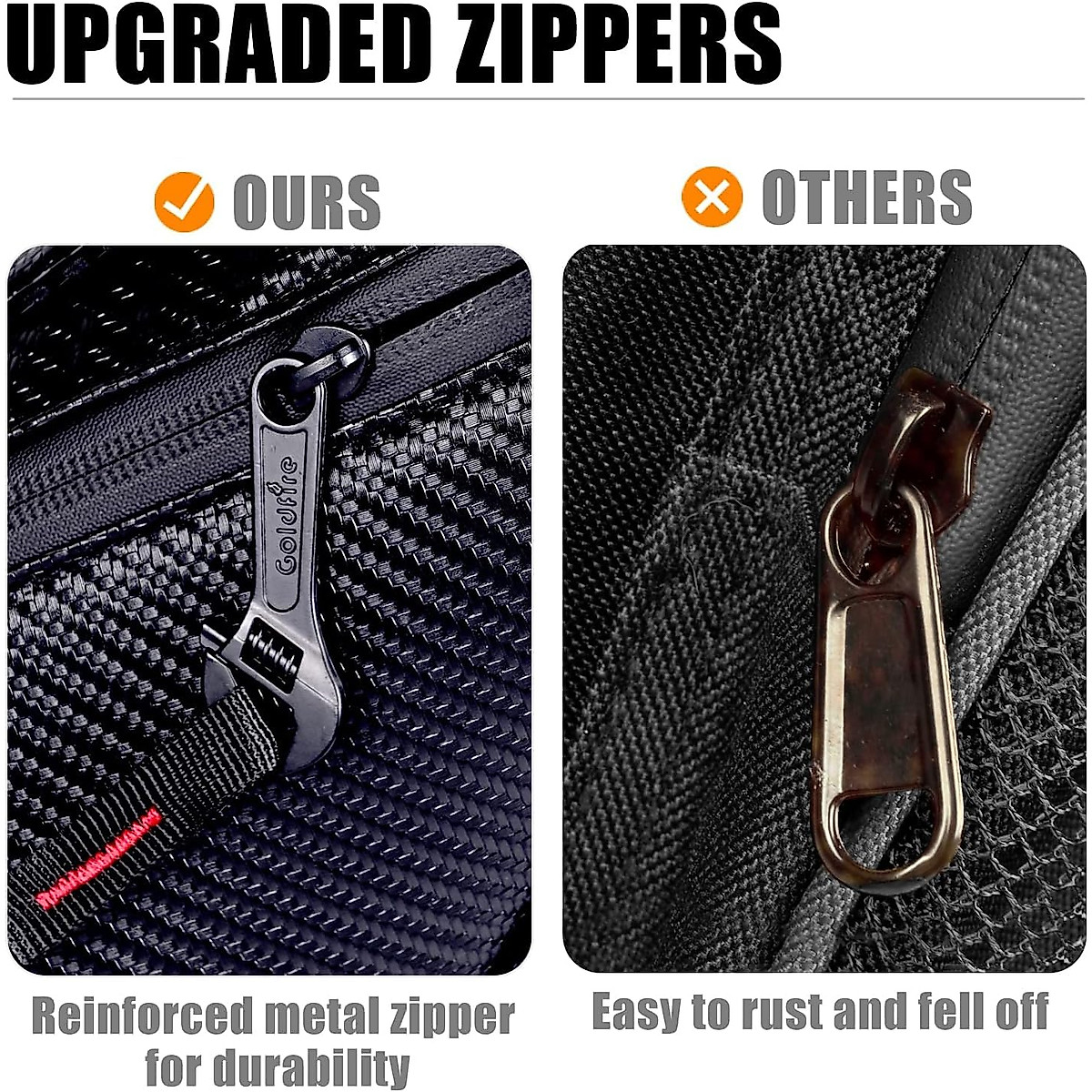 Hutexico 2 Pack for Kawasaki Teryx KRX 1000 UTV Roll Bar Triangle Storage Bag, Double Zipper Side by Side Bags Roll Bar Gear Bag, Compatible 2020-2024 Models (Black x2)