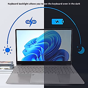 Naroote Laptop, 2K Resolution IPS Screen 12GB 256GB 4 Cores 4 Threads 100-240V 15.6in Laptop with Touchpad for Windows 10 for Study (12+256G US Plug)