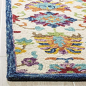 SAFAVIEH Aspen Collection 5' x 8' Ivory/Blue APN509A Handmade Boho Wool Area Rug