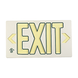 UL Listed 50 foot Jessup Glo Brite 7122-B Exit Sign, Double Sided with Frame, White with Green Outline, 8.75-Inch x 15.5-Inch (Mounts 4 ways, includes bracket and arrows)