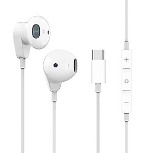 WamGra USB C Headphones, HiFi Stereo Type C Earbuds USB C Earphones with Mic & Volume Control Compatible with Google Pixel 4 3 2 XL,Sony XZ2, OnePlus 6T,MacBook,iPad Pro 2018(Newest Version)-White