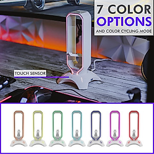 Tilted Nation Gaming Headphone Stand | RGB Headset Stand White | Headset Holder for Desk with Mouse Bungee and USB Hub | The Ultimate Gaming Accessories for Gamers for PS5, Xbox, PC - White