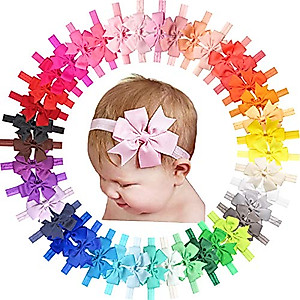 CÉLLOT 40 Colors Baby Girls Headbands 3" Pinwheel Hair Bows Elastic Hair Bands Hair Accessories for Newborn Infants Toddlers