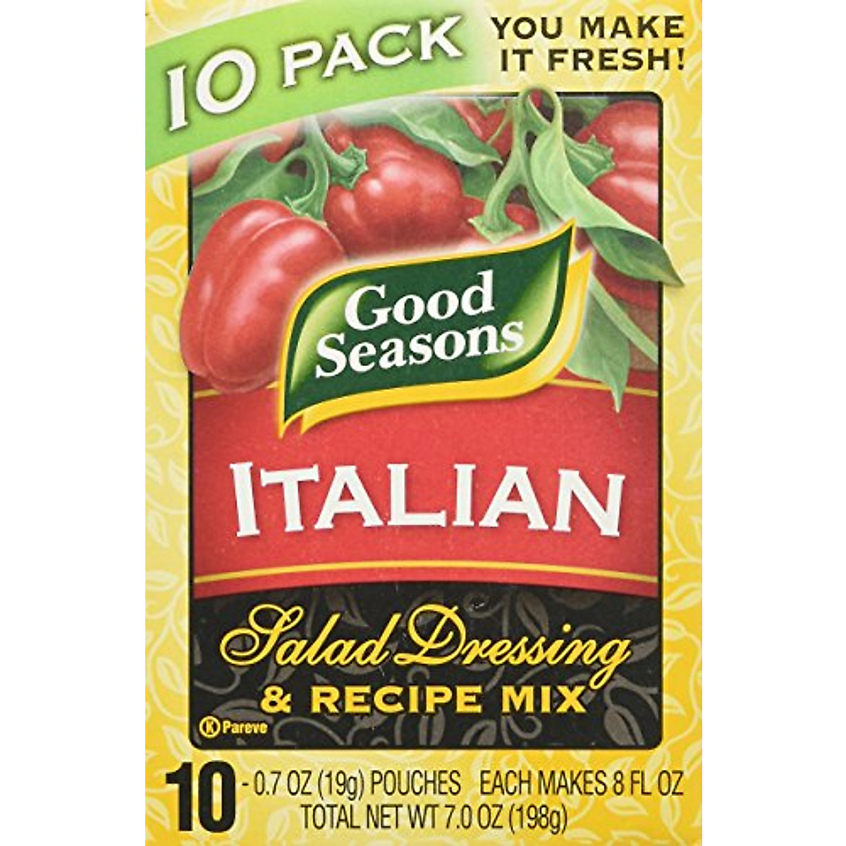 Good Seasons Italian Salad Dressing & Recipe Mix 0.7oz, 10 Pouches, Total Net 7oz