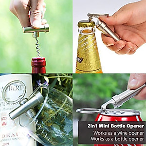 Munkees Mini Keychain Corkscrew Tool, Small Key Ring Wine Opener, Emergency Travel Cork Wine Opener, Portable Backpack Camping Kit, Wine Enthusiasts, Waiters, Bartenders, Bottle Opener Gift Set