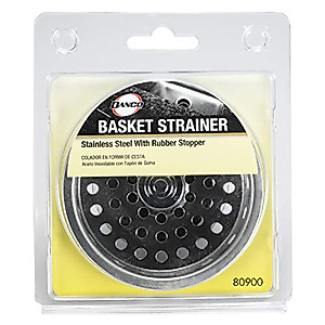 Danco 80900 Universal Basket Strainer with Drop Center Post, Stainless Steel, Chrome Plated
