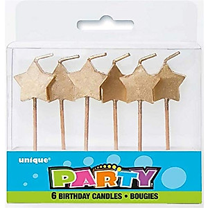 Star Party Pick Candles - 3" | Gold | 6 Pcs