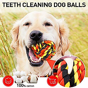 XL Dog Chew Toys for Aggressive Chewers, Dog Balls for Large Dogs, Heavy Duty Dog Toys with Tough Twisted, Dental Cotton Dog Rope Toy for Medium Dogs, 6 Pack Indestructible Puppy Teething Chew Toy