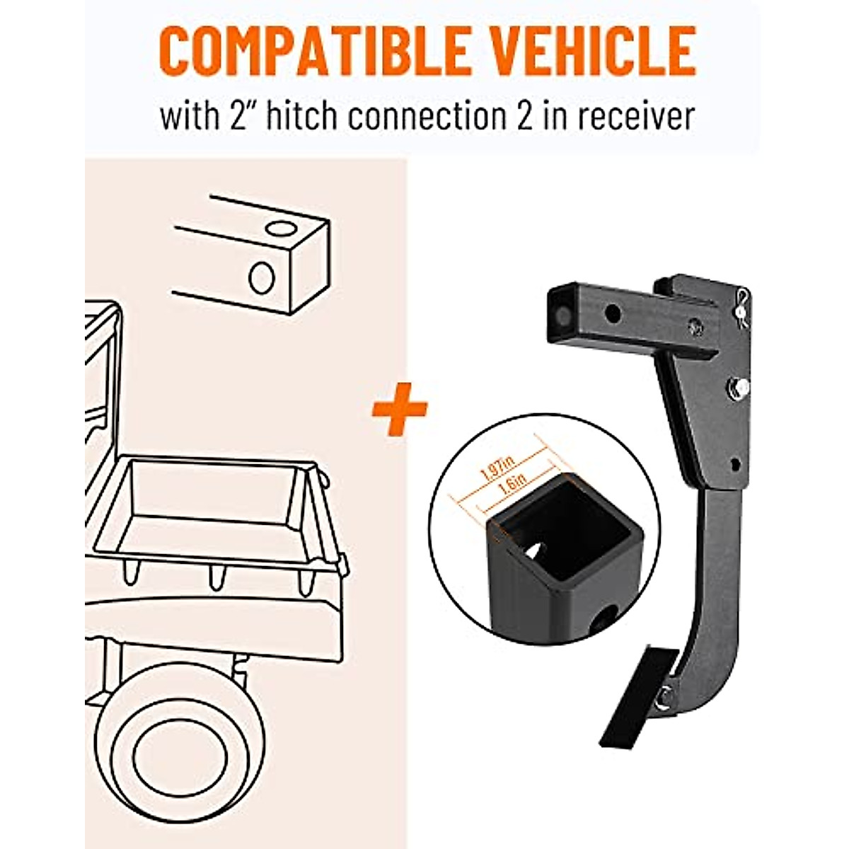 Racewill Hitch Mounted Ripper: Tractor Plow Subsoiler for ATV UTV Tractor with 2 inch Receivers, 2 Replaceable Ripper Teeth, Adjustable in Depth