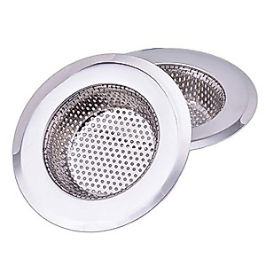CORNERJOY 4.5 Inch Diameter Rim Heavy Duty Stainless Steel Kitchen Sink Basket Strainer, Large (Pack of 2)