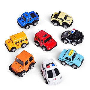 FUN LITTLE TOYS 1:48 Die Cast Metal Toy Cars for Toddles, Pull Back Cars Toys for 1 Year Old Boy, 2 Year Old Boy Birthday Gift, Wind Up Cars Toddler Toys Age 1-2, 8PCS