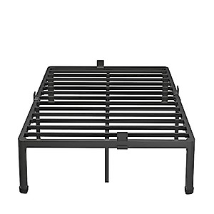 MAF 18 Inch Queen Bed Frames with Round Corner Legs Mattress Slide Stopper No Box Spring Needed Heavy Duty Metal Platform Bed Frame Under-Bed Storage Space, 3000 LBS Steel Slats Support