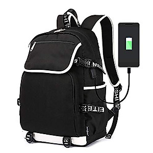 WANHONGYUE Attack on Titan Anime Cosplay Schoolbag Rucksack 15.6" Laptop Backpack with USB Charging Port Black / 2