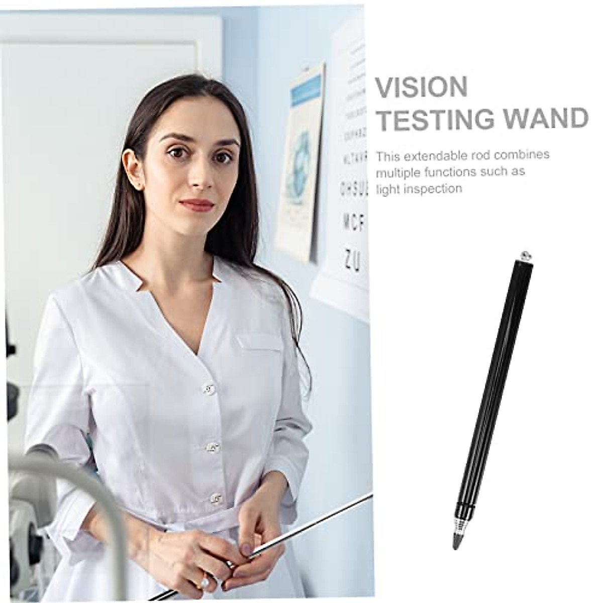 KALLORY Vision Test Stick Glasses Set Tablet Accessories Handheld Whiteboard Extendable Presentation Pointer Hand Pointer Stick Handheld Pointer for Teachers Eye Exam Device Visual Wand