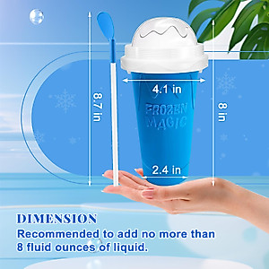 Slushie Cup, 2 Pack Slushy Maker Cup, Frozen Magic Squeeze Cups for Juice Milk Yogurt Ice Cream Make, DIY Smoothie Cooling Cup with Lid & Straw for Kids Friends Family (Blue+Pink)