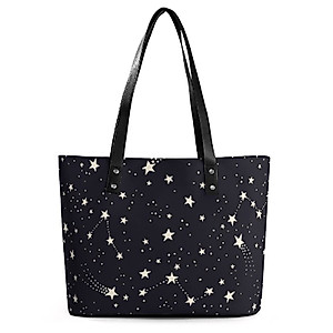 Womens Handbag Constellations Leather Tote Bag Top Handle Satchel Bags For Lady