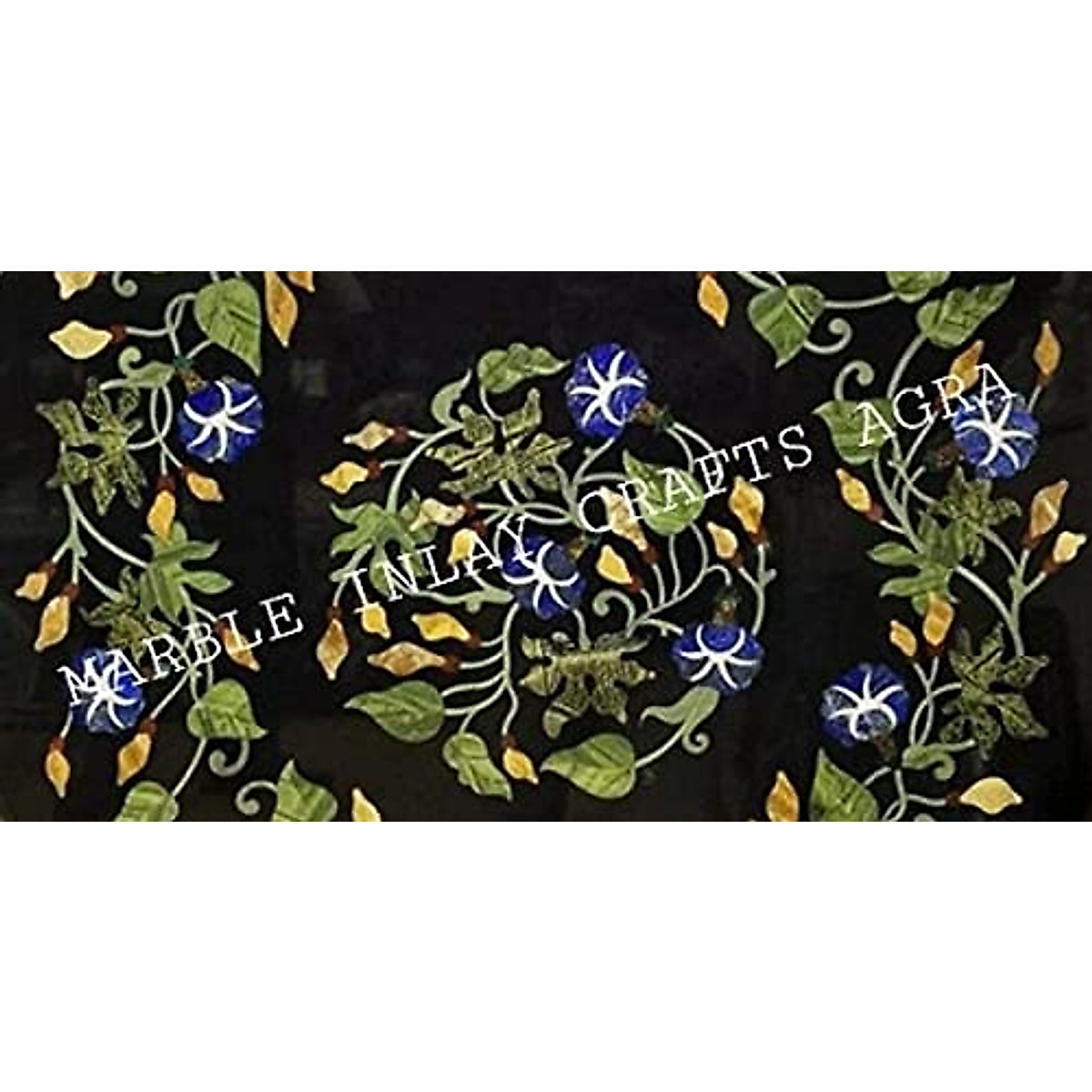 Black Marble Inlay Coffee Table 39" Round Center Table, patio table, Hallway Center Table, Centre Piece, Piece of Conversation