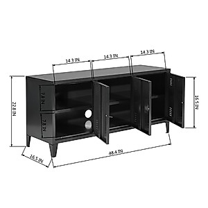 FurnitureR 3 Doors Metal Storage Cabinet with 6 Removable Shelves File Organizer Home Office Gym Locker Boys Girls Teens Toy Room,Stackable, Black