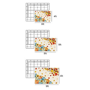 Thanksgiving Fall Outdoor Rugs for 5'x8' Patios Clearance, RV Camping Mat Rug Portable Outside Rug Indoor Outdoor Area Rug Mat for Beach Deck Pool Pumpkin Autumn Maple Leaves