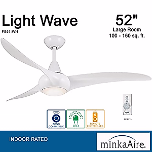Minka-Aire F844-WH, Light Wave, 52" Ceiling Fan, White
