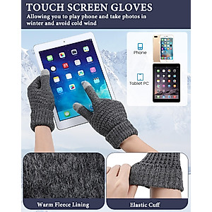 Liitrsh 12 Pcs Winter Beanie Hat Scarf Touchscreen Gloves Set Skull Cap Knit Fleece Neck Warmer Touch Screen Mittens for Women Men (Classic Colors)