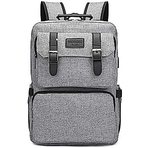 Laptop Backpack for Women Men Vintage Backpack Bookbags Anti Theft Bookbag 16 inch Grey