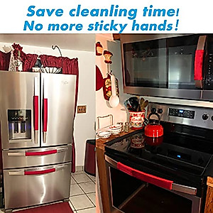 Volecy Refrigerator Door Handle Covers, Set of 5 Washable Red Cloth Decorations Keep Kitchen Appliance Clean for Fridge Microwave Stove Bathroom Handles Keep Off All Stains Dust Dirty Fingerprint