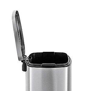 QUALIAZERO 50L/13Gal Heavy Duty Hands-Free Stainless Steel Commercial/Kitchen Step Trash Can, Fingerprint-Resistant Soft Close Lid Trashcan, 50L / 13 GAL