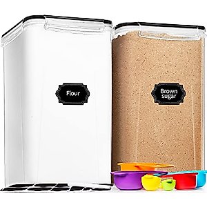 CEKEE Extra Large Food Storage Containers with Lids-6.5L |220 OZ| 2PCS Large Airtight Plastic Food Canisters for Flour, Sugar, Rice, Cereal & Pasta, Bulk Food Storage for Kitchen Pantry Organization