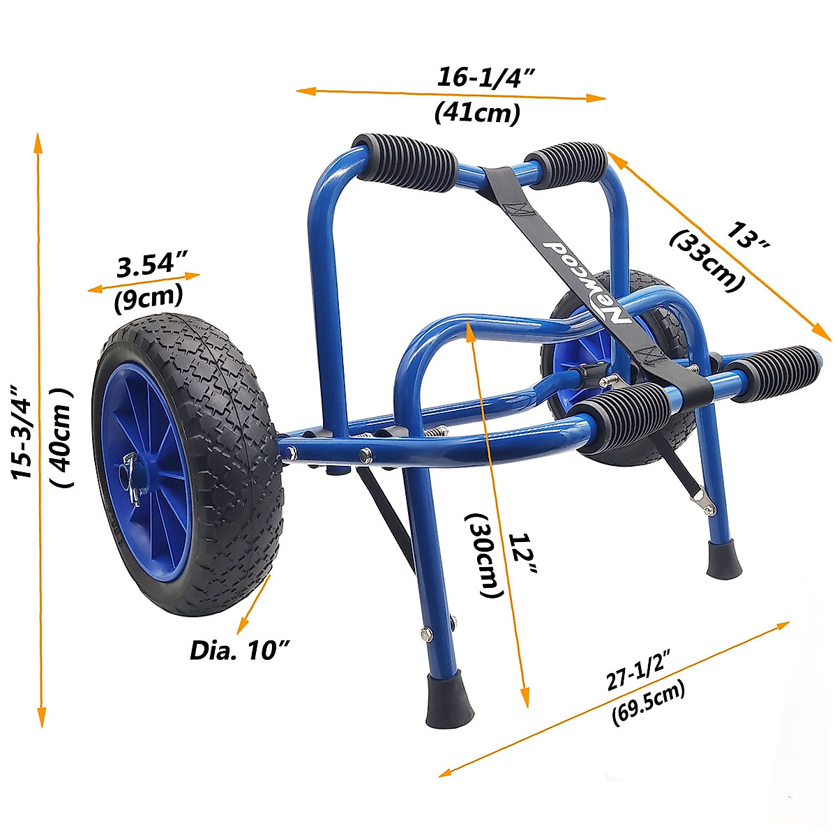 Newcod Kayak Cart, Kayak Dolly with 10" Airless Tire for Carrying Kayak Canoe SUP Paddle Board