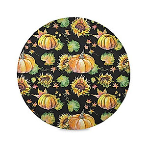 Placemats for Dining Table Mats - Autumn Pumpkins Sunflowers Leaves Branches Place Mat Holiday Place Mats Home Decoration 15.4 inch