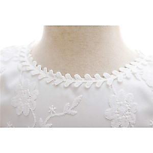 Baby Girls Floral Embroidered Overlay Sleeveless Christening Gown Baptism Tulle Dress with Bonnet Ivory Size 12M / 6-12Months