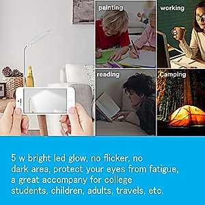 DEEPLITE LED Desk Lamp with Flexible Gooseneck 3 Level Brightness, Battery Operated Table Lamp 5W Touch Control, Compact Portable lamp for Dorm Study Office Bedroom, Eye-Caring and Energy Saving