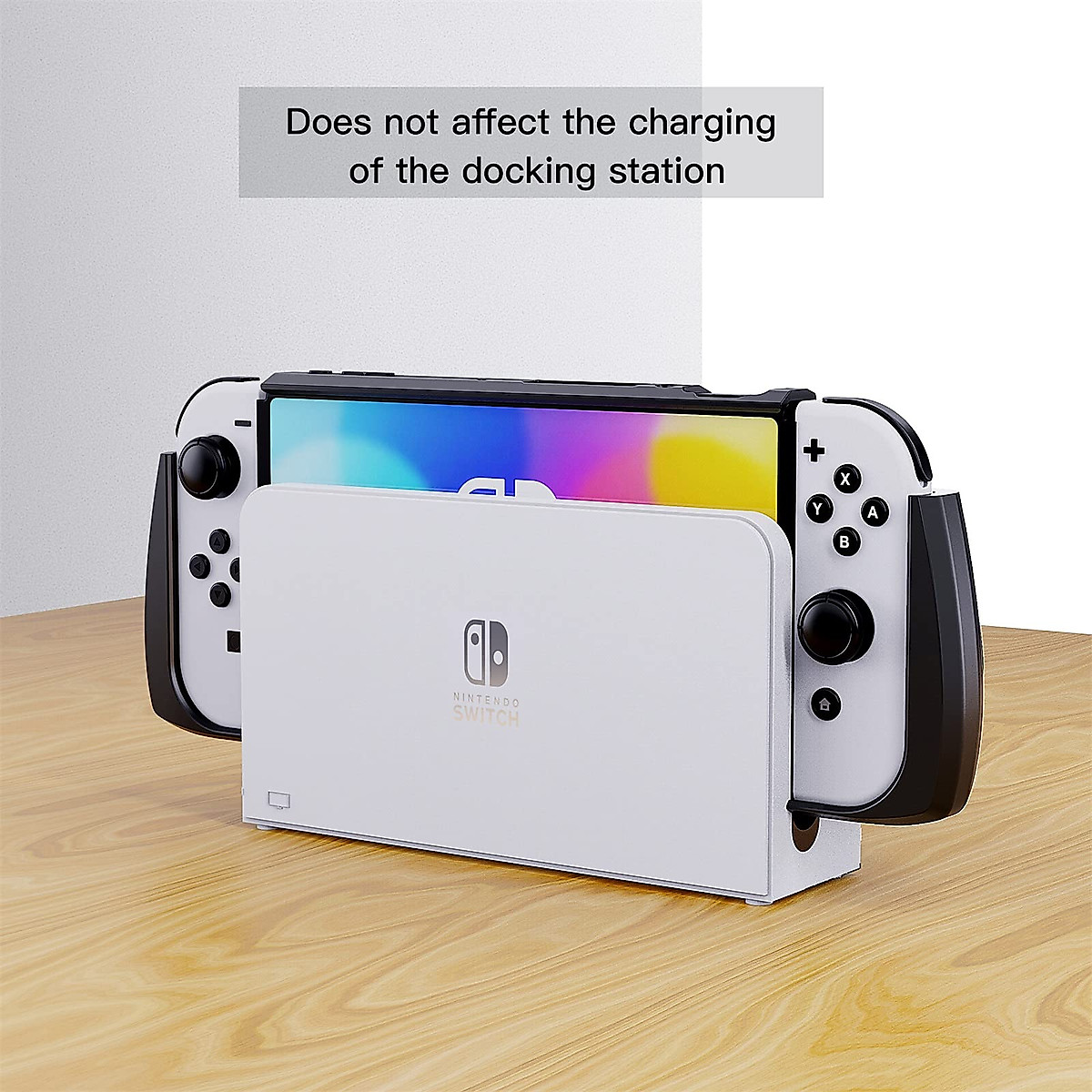 Benazcap Dockable Case Compatible with Nintendo Switch OLED Model 2021, Upgraded Protective Dockable Case Cover, Ergonomic Comfort TPU Grip Case for Nintendo Switch OLED Console and Joy-Con, Black