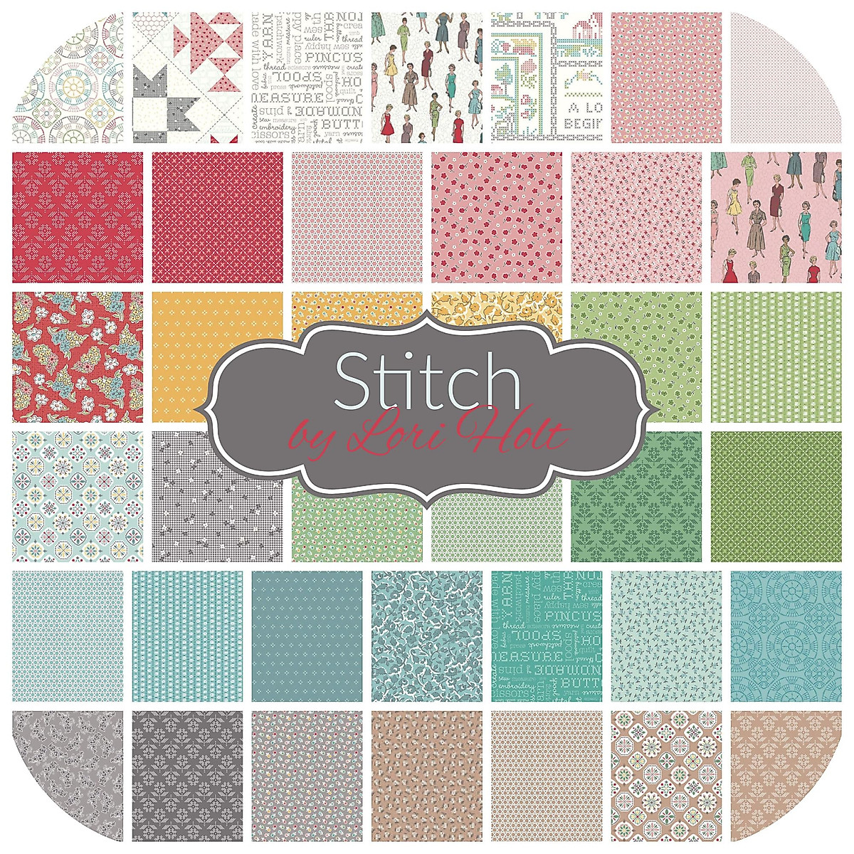 Stitch Fat Eighth Bundle (39 Pieces) by Lori Holt for Riley Blake 9 x 21 inches (22.86 cm x 53.34 cm) Fabric cuts DIY Quilt Fabric