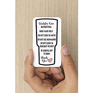 Dusty Pink Heart Handmade Tumbler Care Instruction and Cleaning Card Printed | 50 Pack | Bulk Tumbler Cards in Box For Vinyl, Glitter, Decals, Crafters, Epoxy, Resin