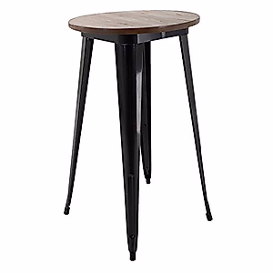 Brage Living 42" Round Metal Dining Table with Elm Wood Top