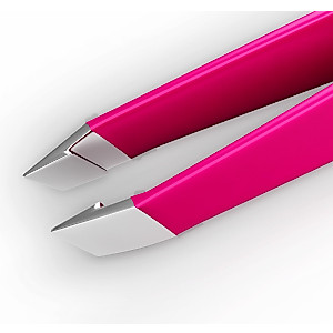 Amaok Eyebrow Tweezer with Comb - Slant Tip, Bright Pink - BOGO SALE Offer - Details Below.