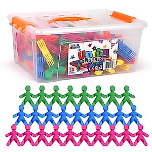 Play Build Building Toys, 50 Piece Connecting Toy Figures for Preschool & Kindergarten Classrooms, Kids STEM Learning Toy, for Boys & Girls Ages 3+