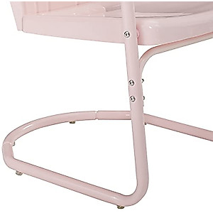 Crosley Furniture Tulip 5-Piece Outdoor Dining Set for 4, Retro Metal Round Patio Table and Chairs for Deck, Pastel Pink Gloss