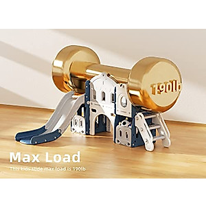 XJD 7 in 1 Toddler Slide Set, Kids Slide for Toddlers Age 1+, Toddler Climber Slide PlaySet with Basketball Hoop and Ball,Outdoor Indoor Playground for Toddlers 1-3 (Blue)