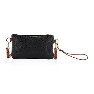 Itzy Ritzy Boss Pouch Wristlet and Belt Bag; Includes Crossbody & Wristlet Strap; Features 6 Card Slots & 2 Zippered Pockets, Coffee & Cream