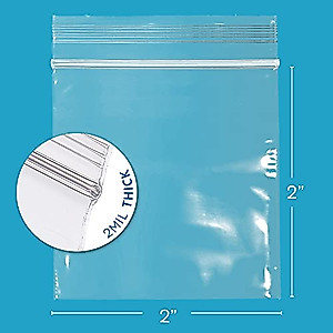 Clear Plastic RECLOSABLE Zip Bags - Bulk GPI Pack of 500 2" x 2" 2 mil Thick Strong & Durable Poly Baggies with Resealable Zip Top Lock for Travel, Storage, Packaging & Shipping.