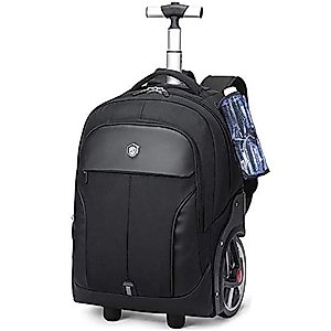 AOKING 18/20 Inch Large Wheeled Water Resistant Travel School Business Rolling Wheeled Backpack with Laptop Compartment Bag (20 inch, Black)