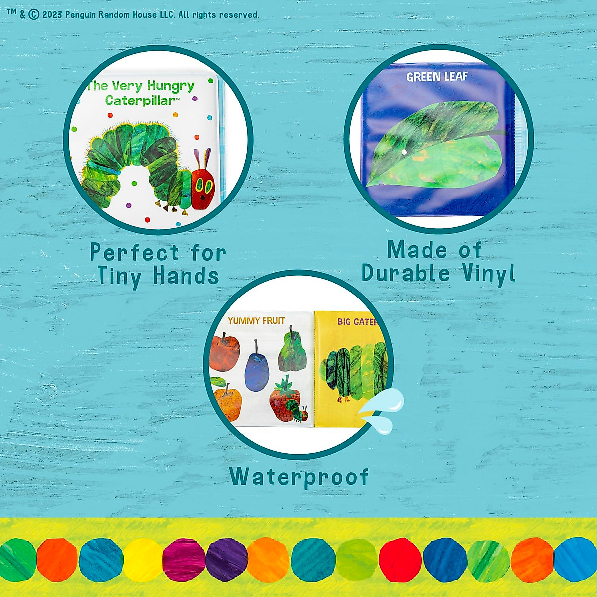 Kids Preferred World of Eric Carle The Very Hungry Caterpillar 6 Inch Vinyl Bath Book Bath Tub Toy Perfect for Water Play and Learning for Ages 0+